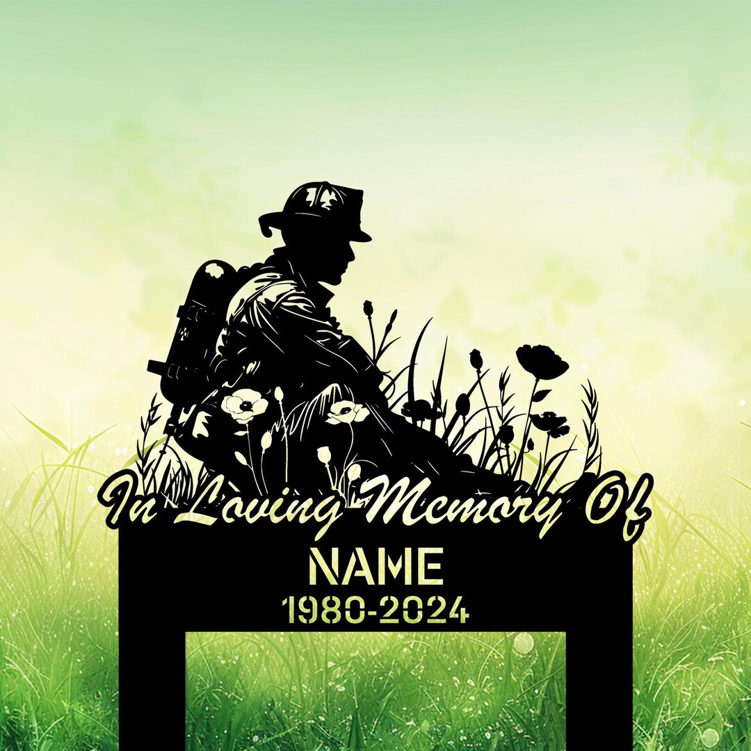Personalized Firefighter Memorial Garden Stake, Firefighter With Poppy ...