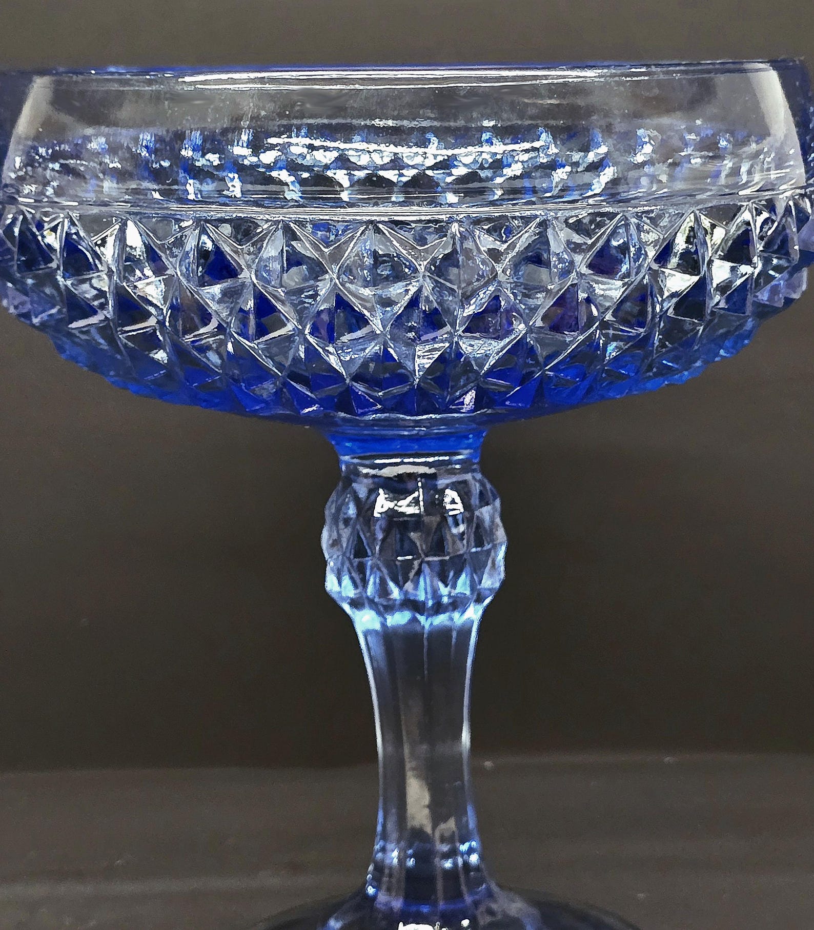 Vint. Blue Diamond Point Accent Bowl Compote by Indiana Glass - Etsy