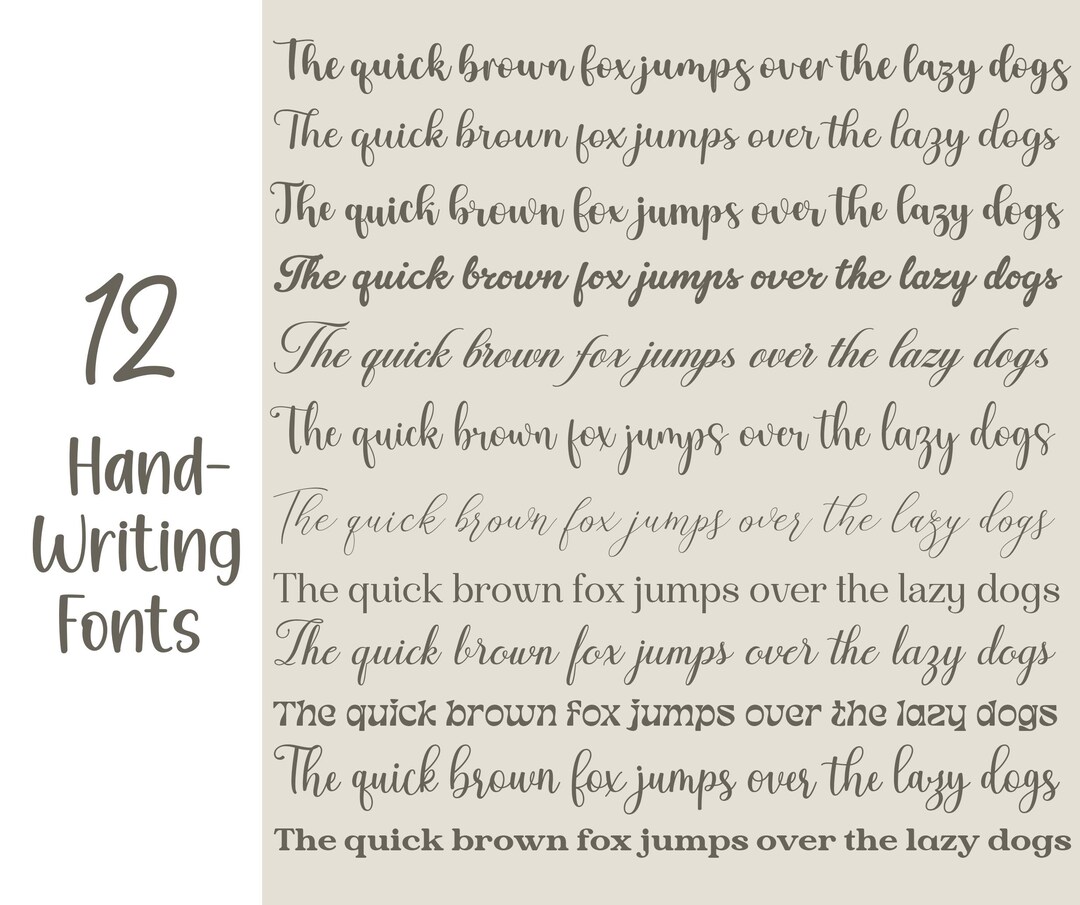 VOL2 Handlettered Font Bundle, 12 Fonts Bundle, Handwritten Fonts ...