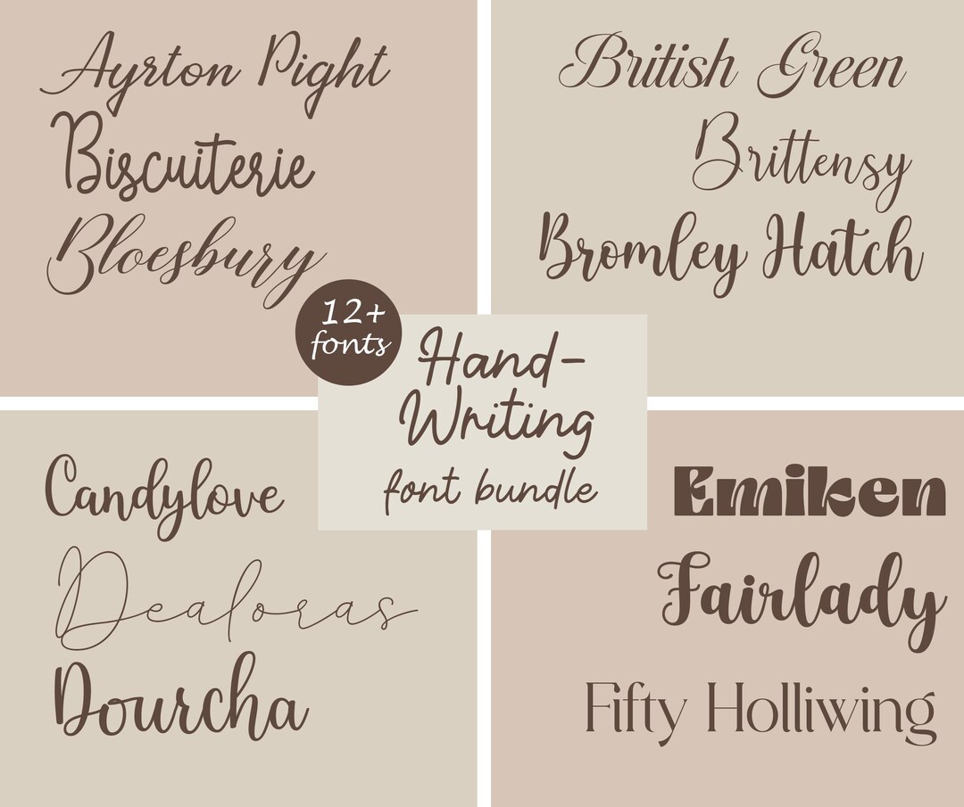 12 Fonts Bundle, Calligraphy Fonts, Handwritten Font Bundle, Realistic ...