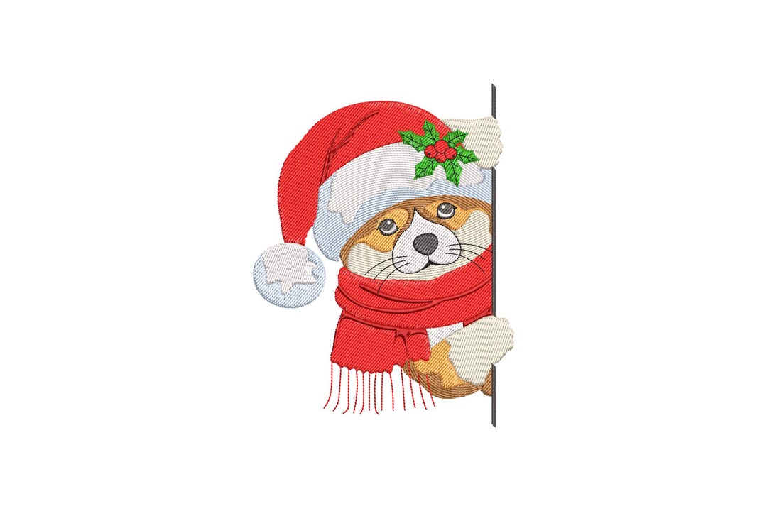 Santa Dog Christmas Embroidery Design, Christmas Dog Machine Embroidery ...