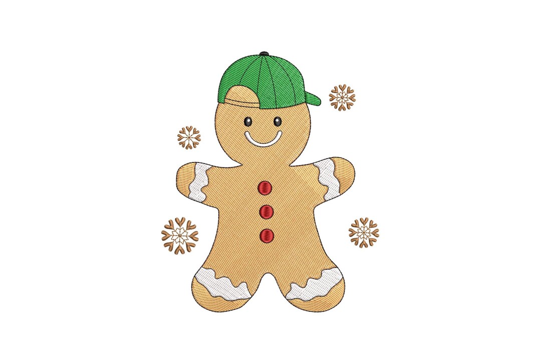 Gingerbread Man Cap Embroidery Design: Christmas Machine Embroidery ...