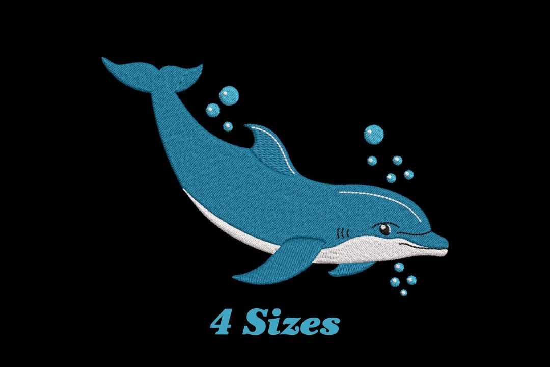 Dolphin Embroidery Design, Cute Dolphin Machine Embroidery Design ...