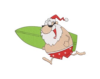 Surfing Santa Embroidery Design - Etsy