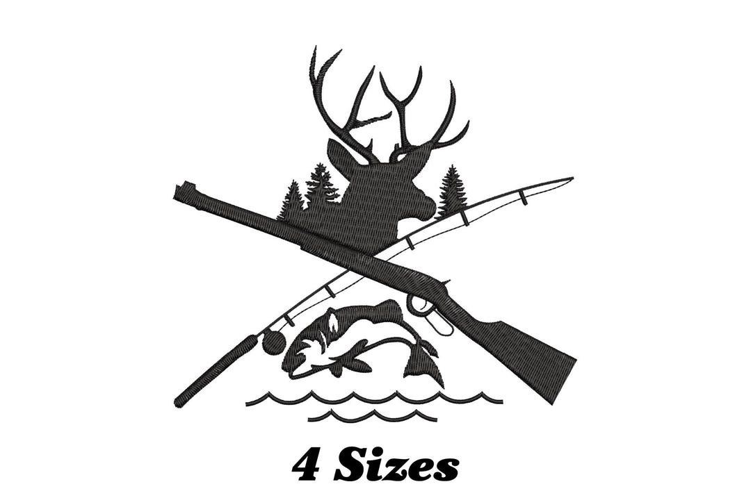 Deer and Fish Hunting Embroidery Design (digital Download) - Etsy