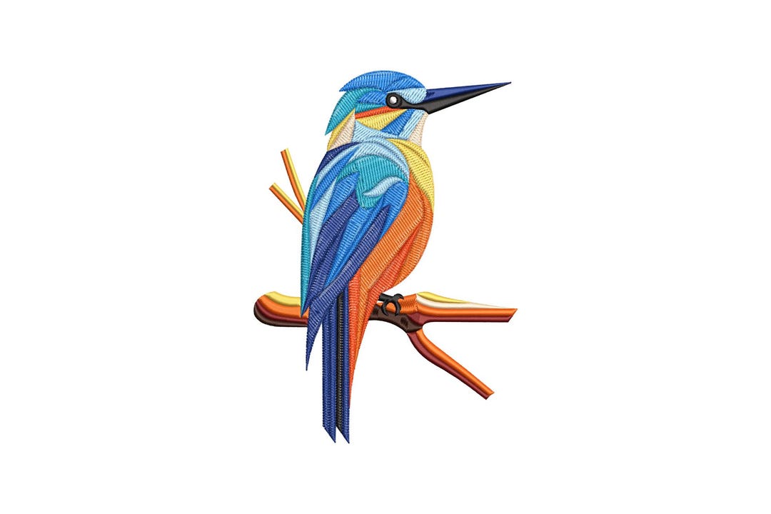 Colorful Kingfisher Embroidery Design, Kingfisher Machine Embroidery ...