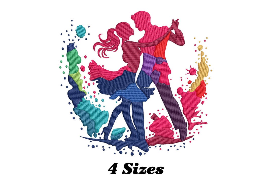 Dancing Couple Embroidery Design, Cute Dancing Couple Machine ...