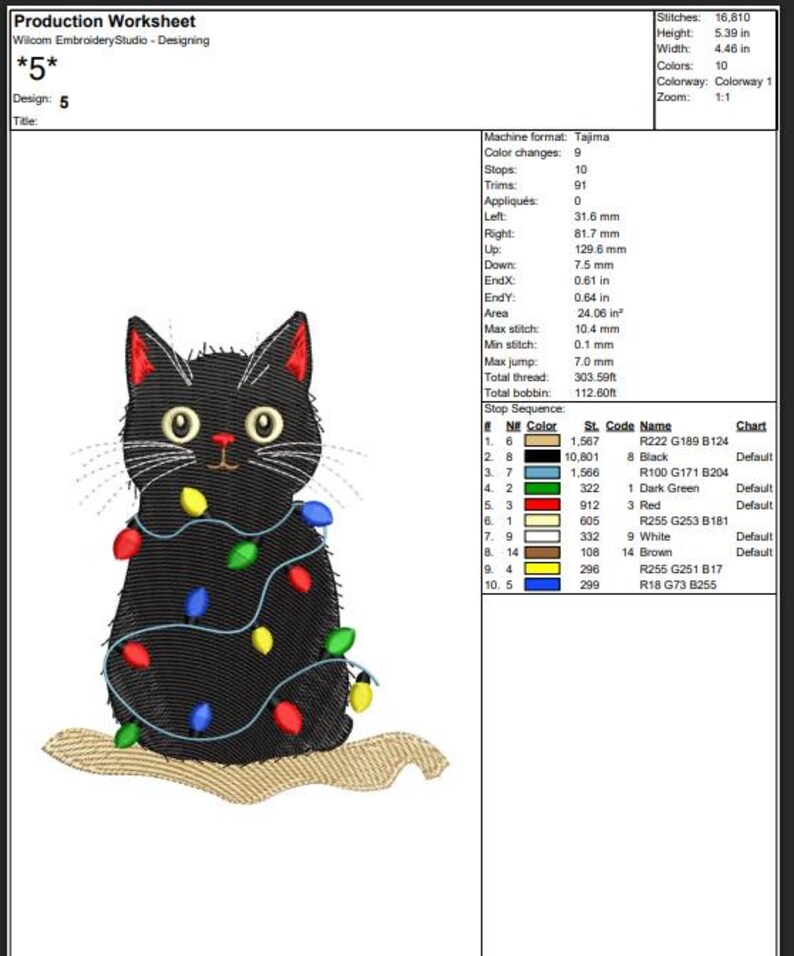 Lighting Cat Christmas Embroidery Design, Christmas Black Cat Machine ...