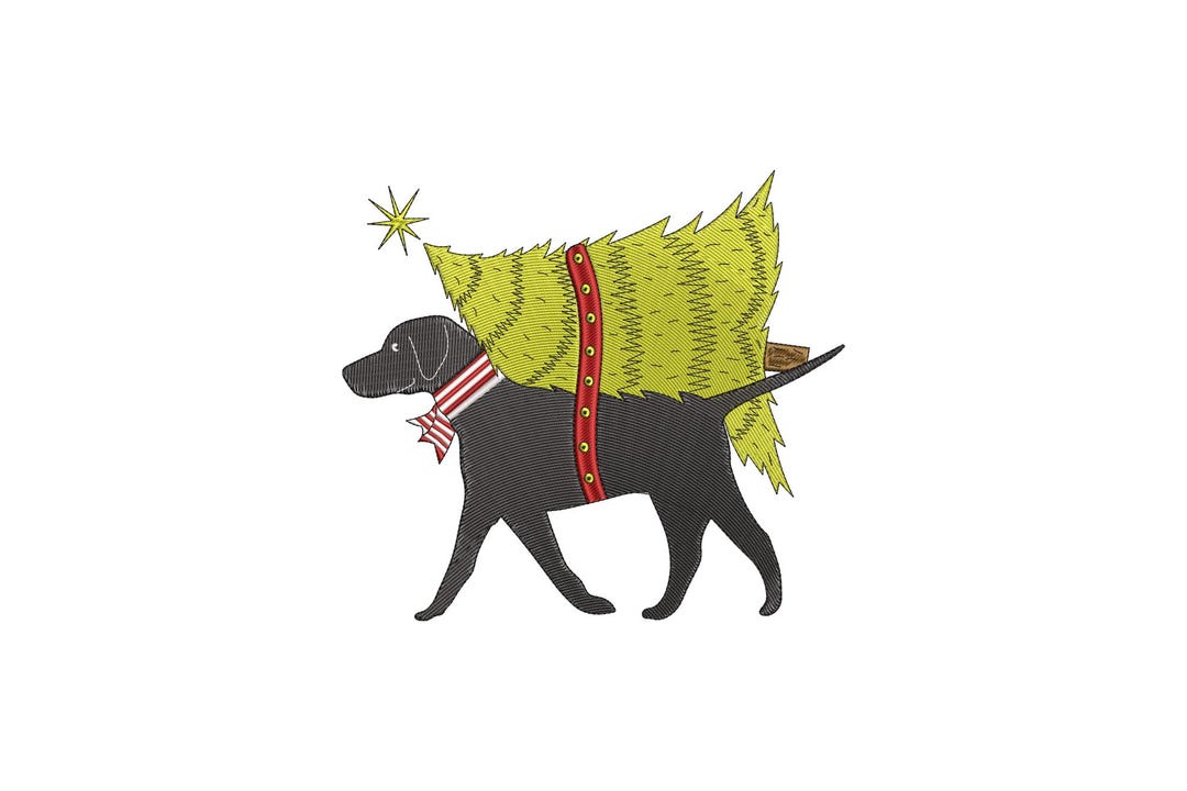 Dog Christmas Tree Embroidery Design, Christmas Dog Machine Embroidery ...