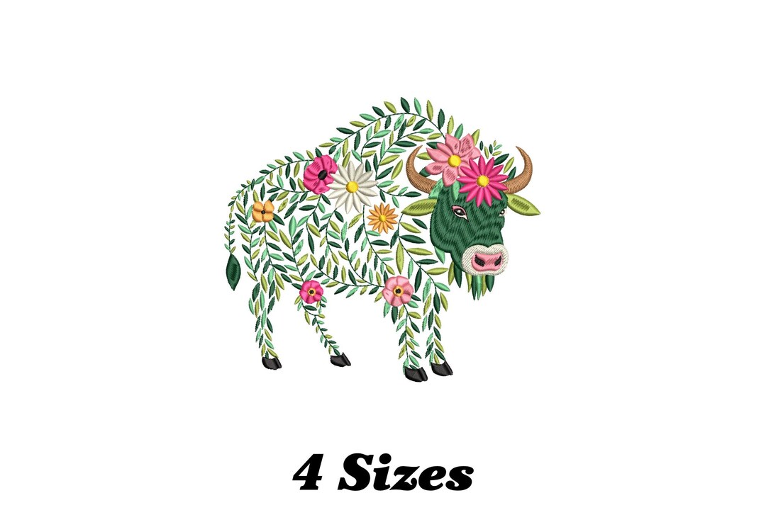 Floral Buffalo Machine Embroidery Design (digital Download) - Etsy