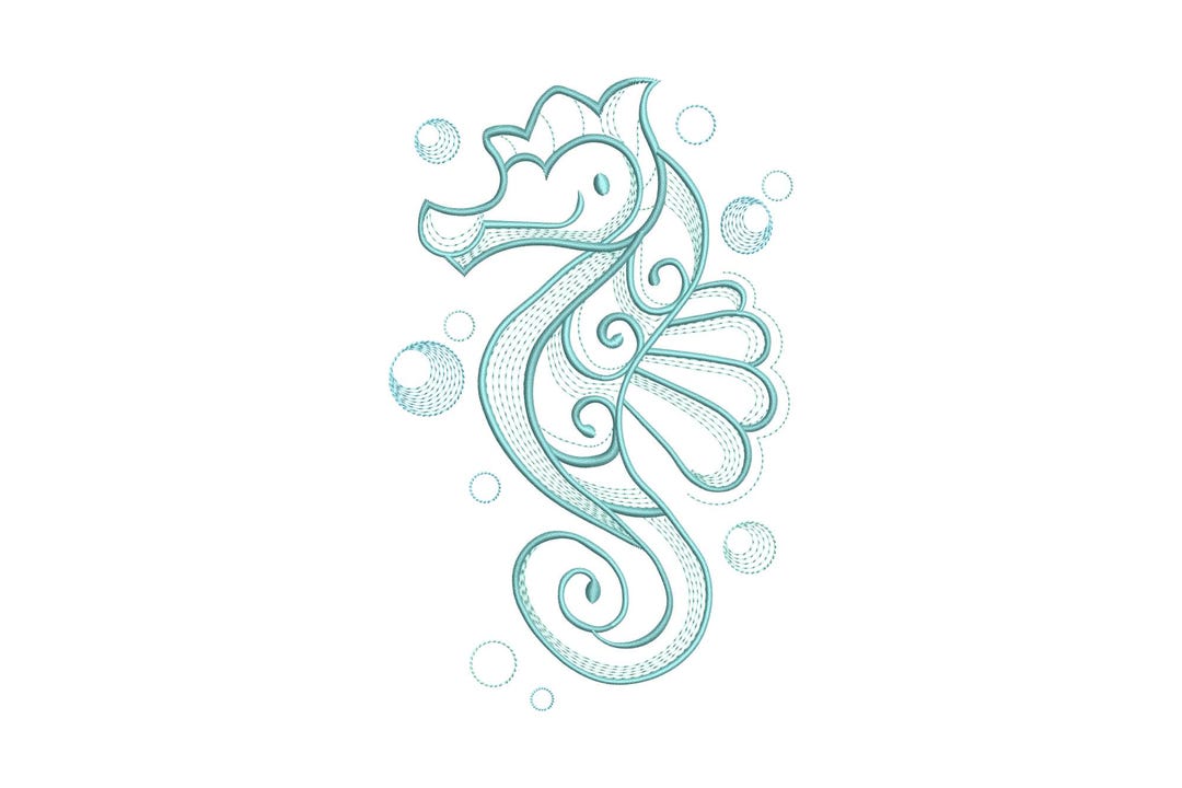 Seahorse Embroidery Design, Seahorse Machine Embroidery Design, 4 Sizes ...