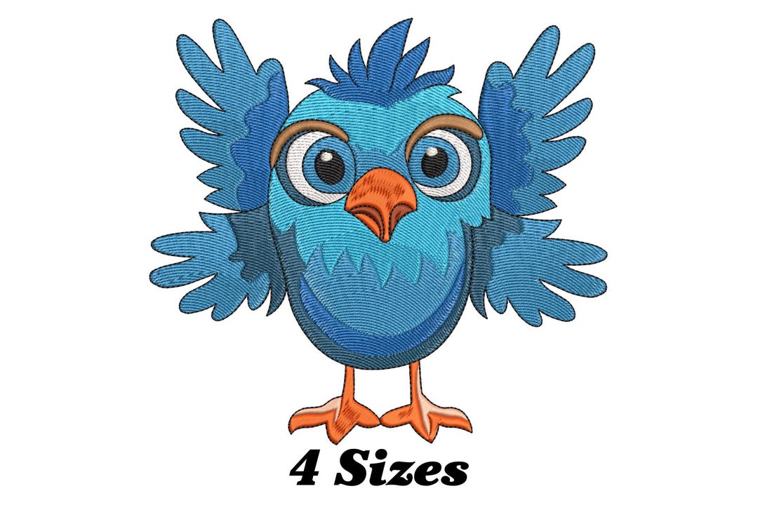 Blue Bird Embroidery Design, Cute Bird Machine Embroidery Design, Blue ...