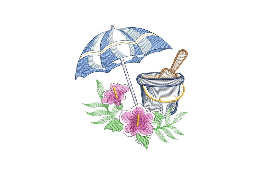 Tropical Beach Scene Embroidery Design, Tropical Beach Scene Machine ...