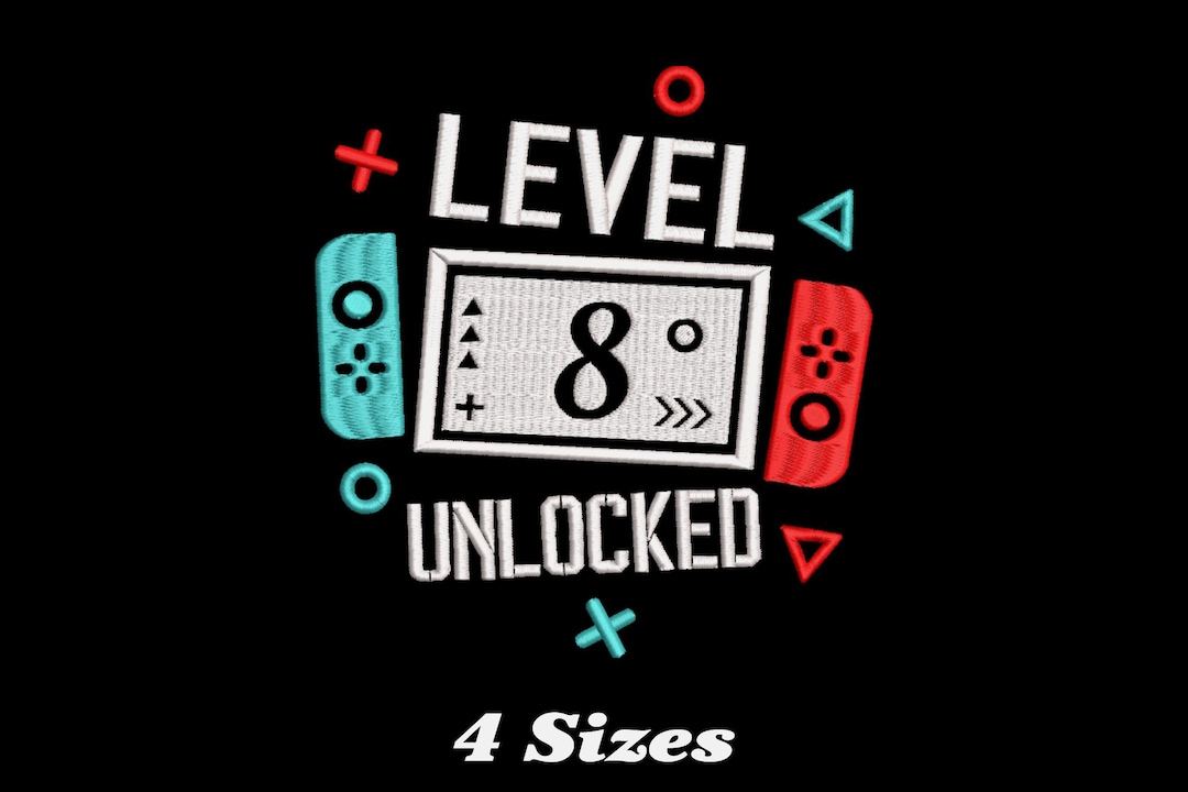 8th Birthday Gamer Embroidery Design: Level Unlocked (digital Download ...