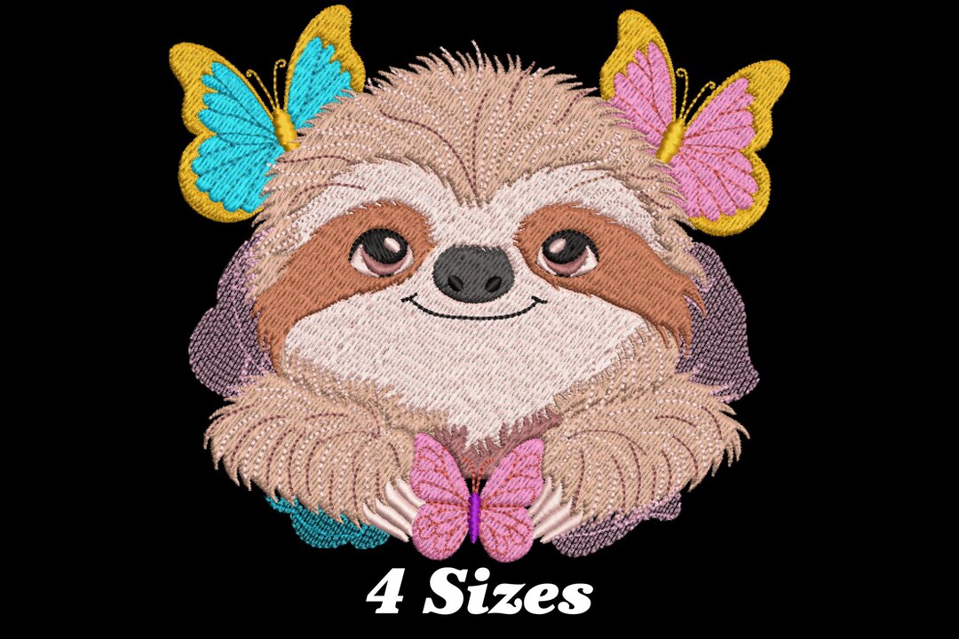Cute Sloth Embroidery Design, Sloth Machine Embroidery Design, Sloth ...