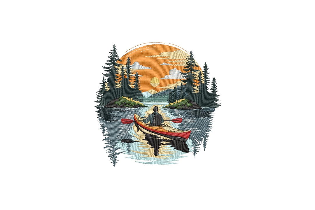 Sunset Kayak Embroidery Design, Sunset Kayak Machine Embroidery Design ...