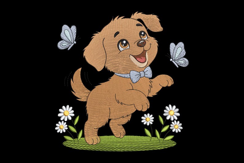 Cute Baby Dog Embroidery Design, Dog Machine Embroidery Design, 4 Sizes ...