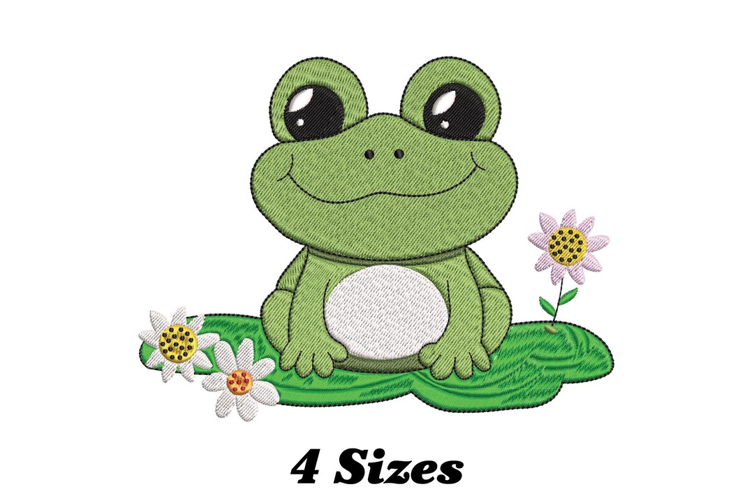 Frog Embroidery Design, Cute Frog Machine Embroidery Design, Frog ...