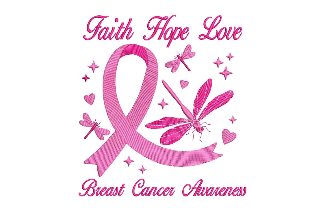 Pink Ribbon Embroidery Design: Faith Hope Love, Breast Cancer Awareness ...