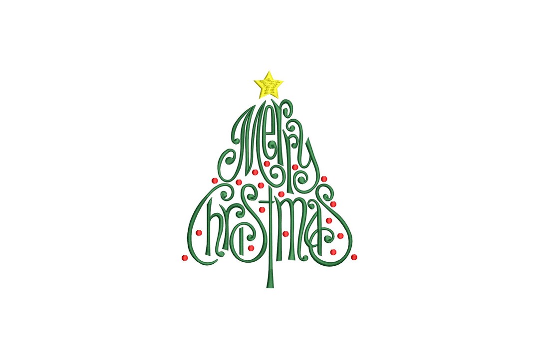 Merry Christmas Tree Embroidery Design, Merry Christmas Tree Machine ...