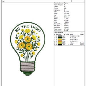 Be the Light Embroidery Design, Floral Be the Light Machine Embroidery ...