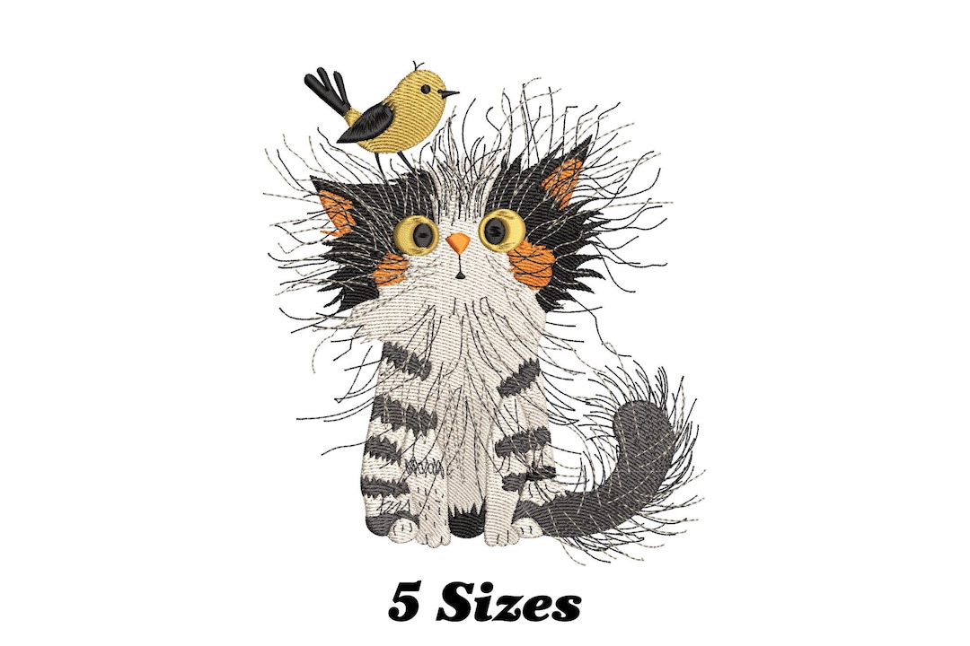Crazy Cat Embroidery Design: Whimsical Pet (digital Download) - Etsy