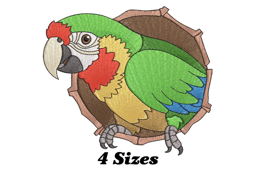 Parrot Embroidery Design, Cute Parrot Machine Embroidery Design, Parrot ...