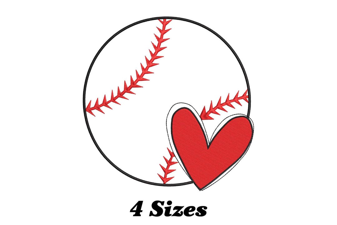 Baseball Heart Embroidery Design: Whimsical Machine Pattern (digital ...