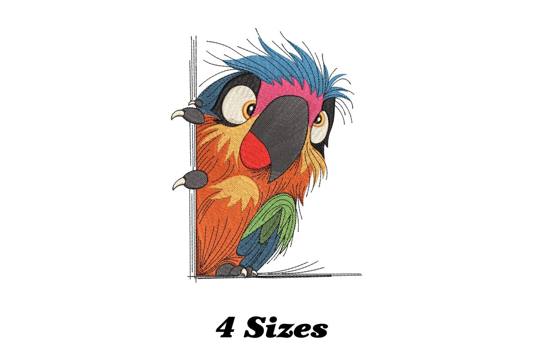 Peeking Macaw Embroidery Design, Cute Macaw Machine Embroidery Design ...
