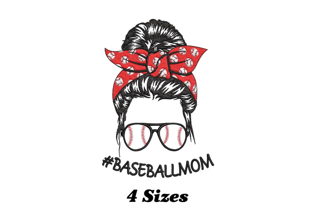 Baseball Mom Messy Bun Machine Embroidery Design (digital Download) - Etsy