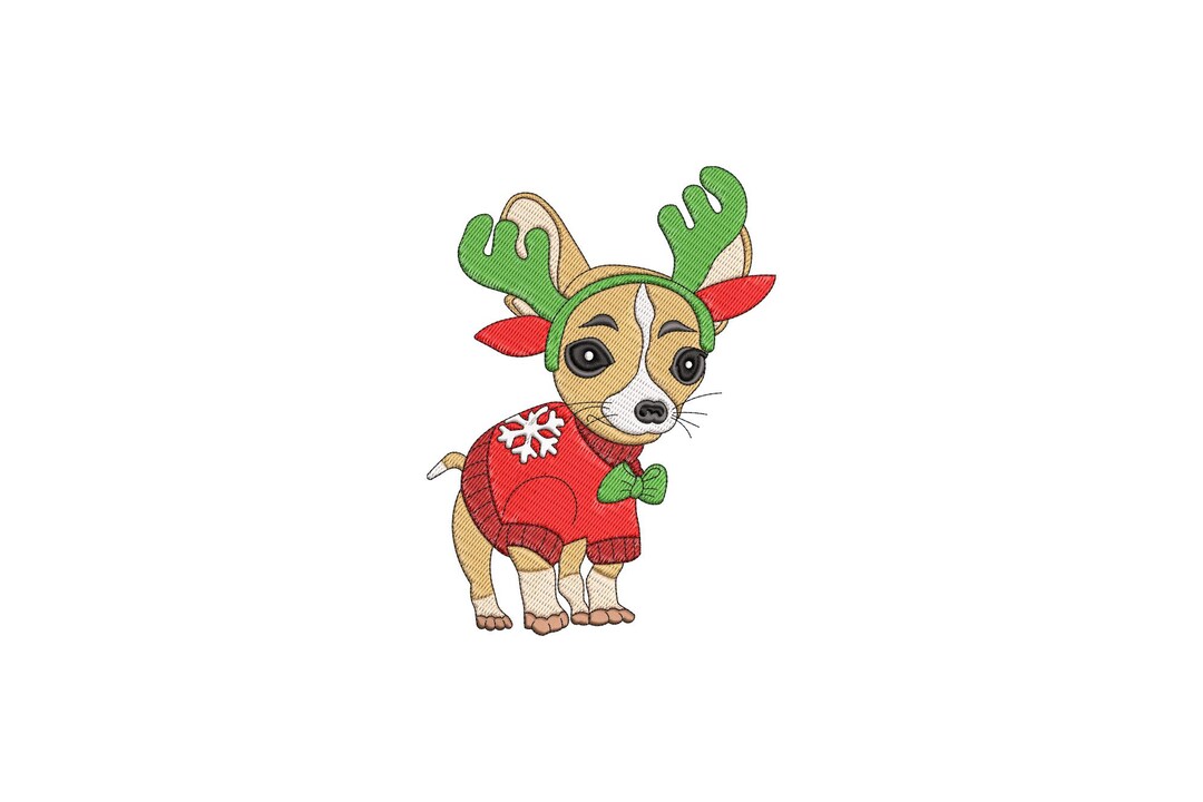 Reindeer Dog Christmas Embroidery Design, Christmas Dog Machine ...