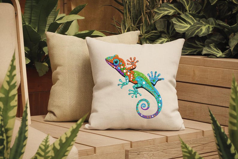 Colorful Gecko Machine Embroidery Design (4.5-7.2 Inch) - Etsy