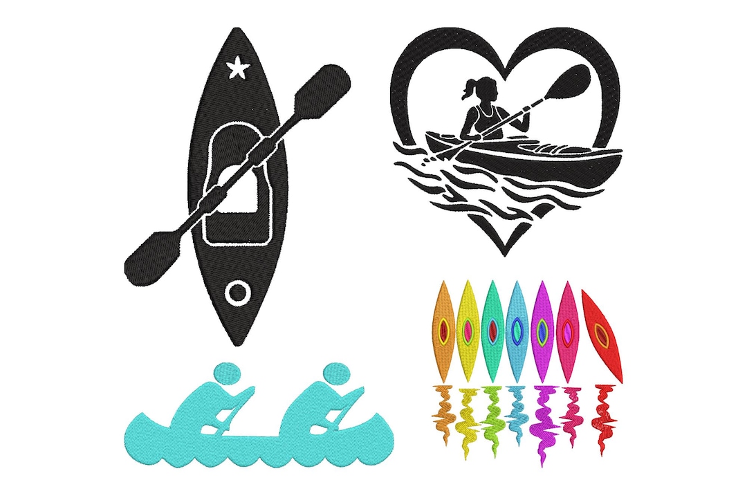Kayak Embroidery Design: Kayaks Bundle (digital Download) - Etsy