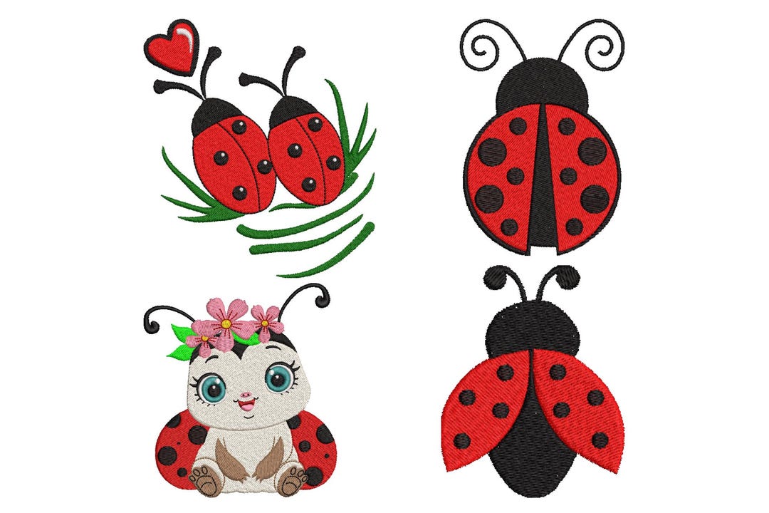 4 Ladybug Embroidery Design, Ladybug Machine Embroidery Design, Ladybug ...