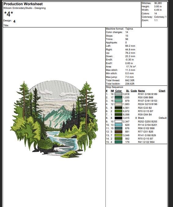 Mountain Landscape Embroidery Design, Mountain Landscape Machine ...