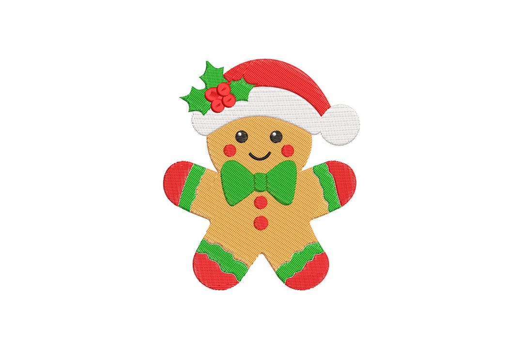 Gingerbread Man Christmas Embroidery Design, Christmas Gingerbread Man ...