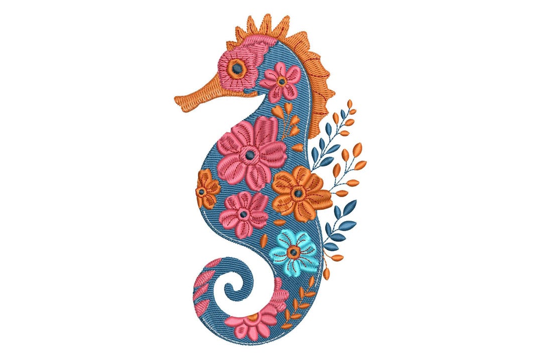Seahorse Embroidery Design, Seahorse Machine Embroidery Design ...