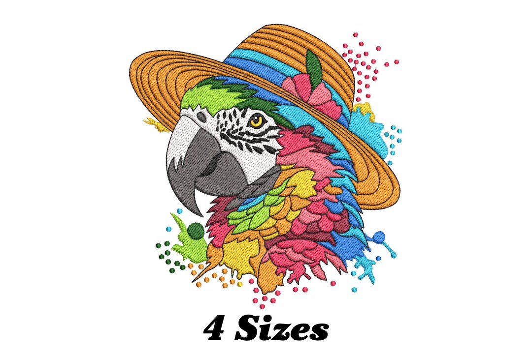 Colorful Parrot Embroidery Design, Cute Colorful Parrot Machine ...