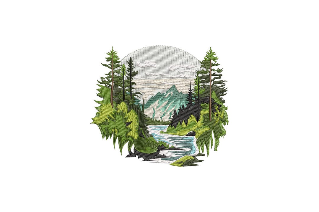 Mountain Landscape Embroidery Design, Mountain Landscape Machine ...
