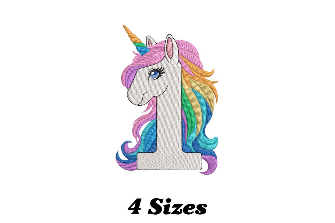 Unicorn Number 1 Embroidery Design: 1st Birthday (digital Download) - Etsy