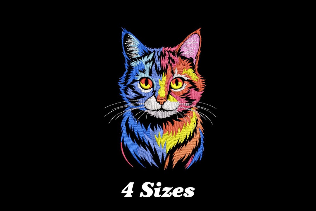 Colorful Cat Splash Machine Embroidery Design (digital Download) - Etsy