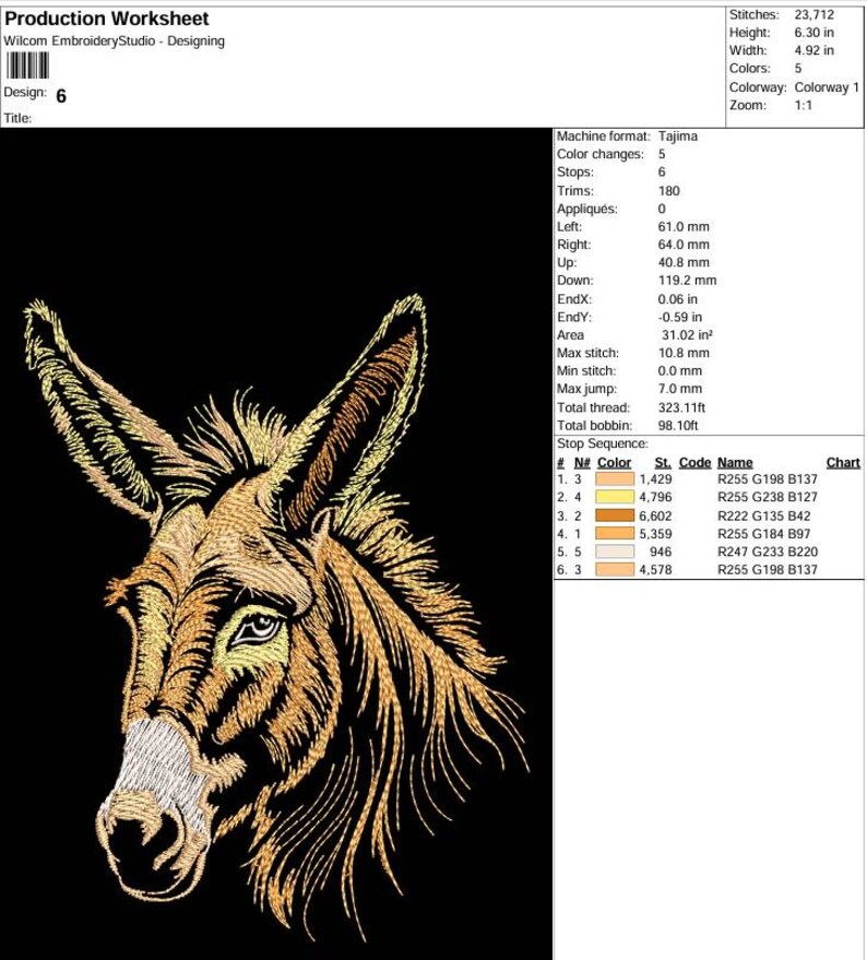 Donkey Embroidery Design, Donkey Machine Embroidery Design, 4 Sizes ...