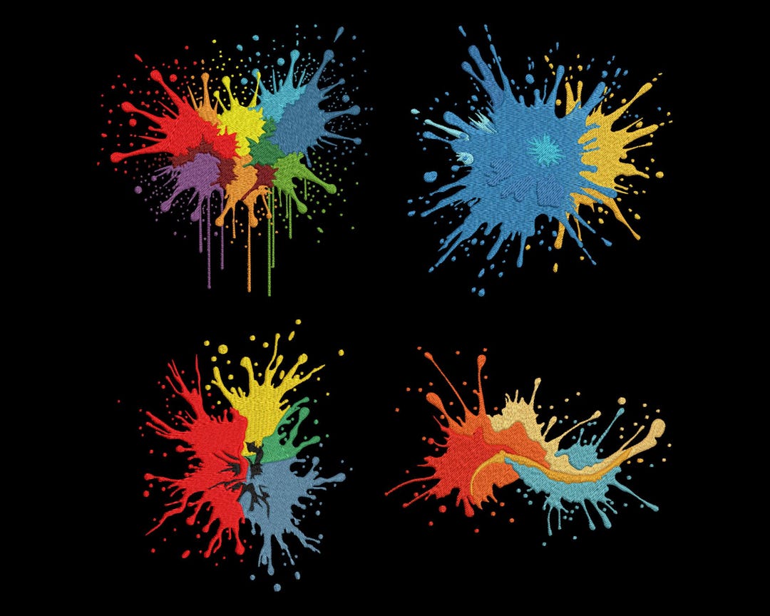 Colorful Splash Embroidery Design: Whimsical Machine Embroidery ...