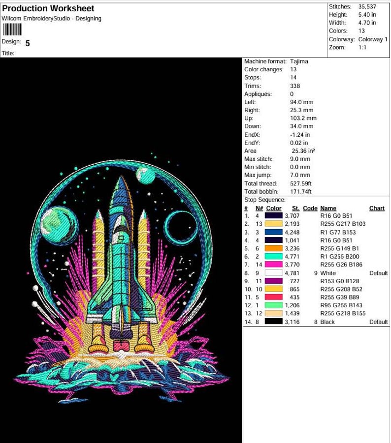 Rocket Ship Embroidery Design, Rocket Ship Machine Embroidery Design, 4 ...
