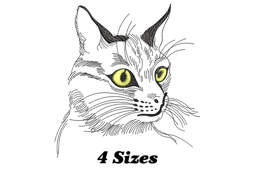 Cat Outline Embroidery Design, Cute Cat Outline Machine Embroidery ...