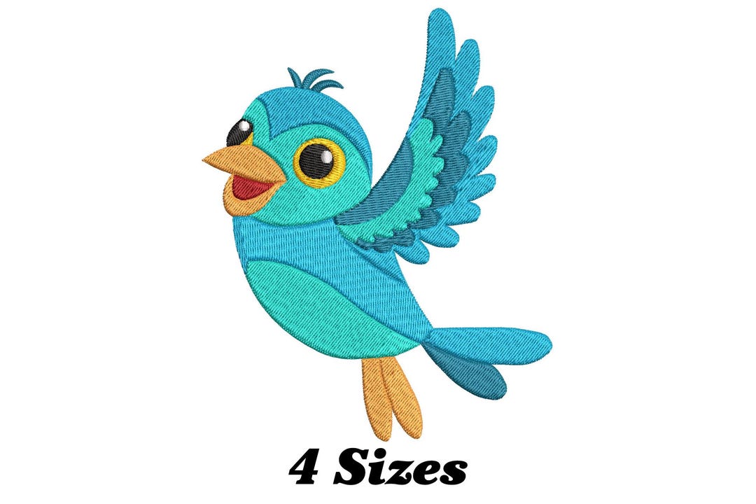 Funny Blue Bird Embroidery Design, Blue Bird Machine Embroidery Design ...