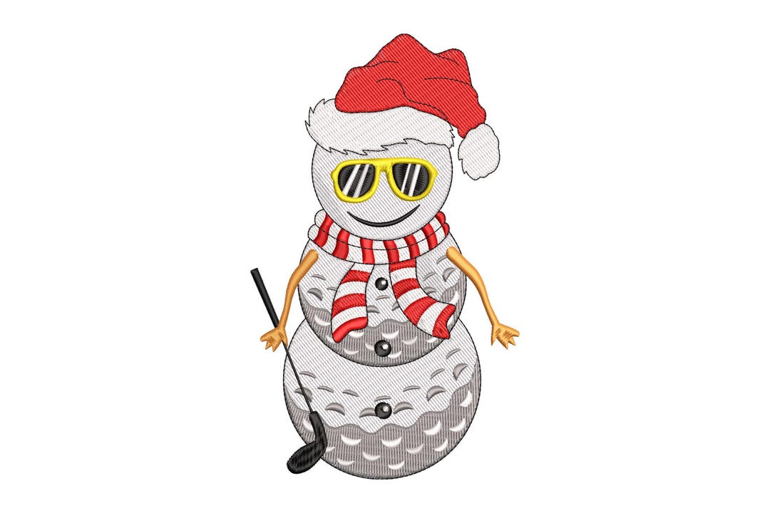 Snowman Golf Christmas Embroidery Design: Santa Hat (instant Download ...