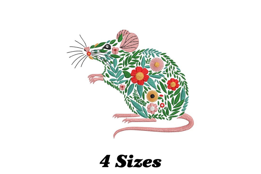 Floral Rat Machine Embroidery Design Instant Download File - Etsy