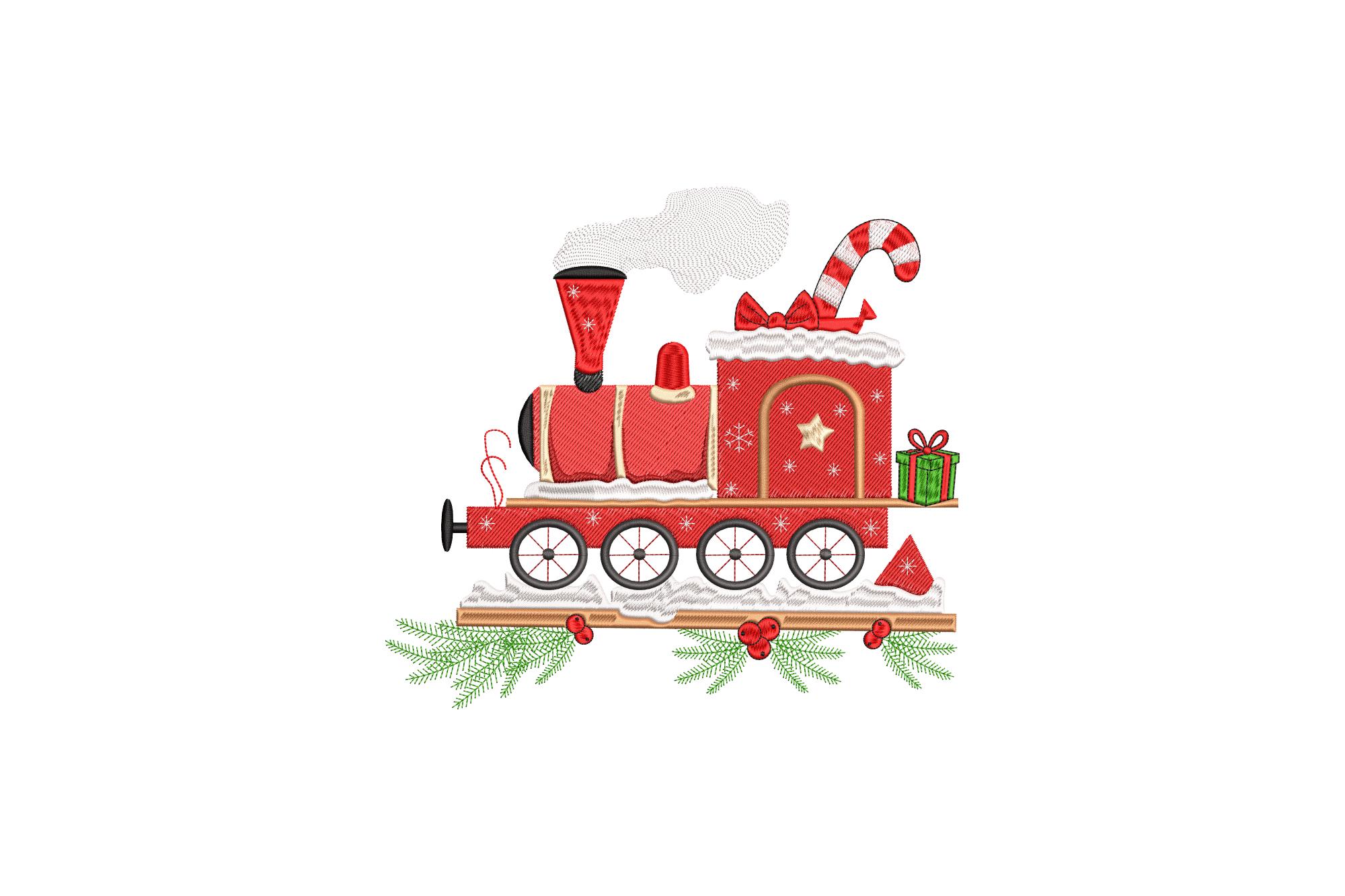 Christmas Train With Candy Embroidery Design, Christmas Train Machine ...