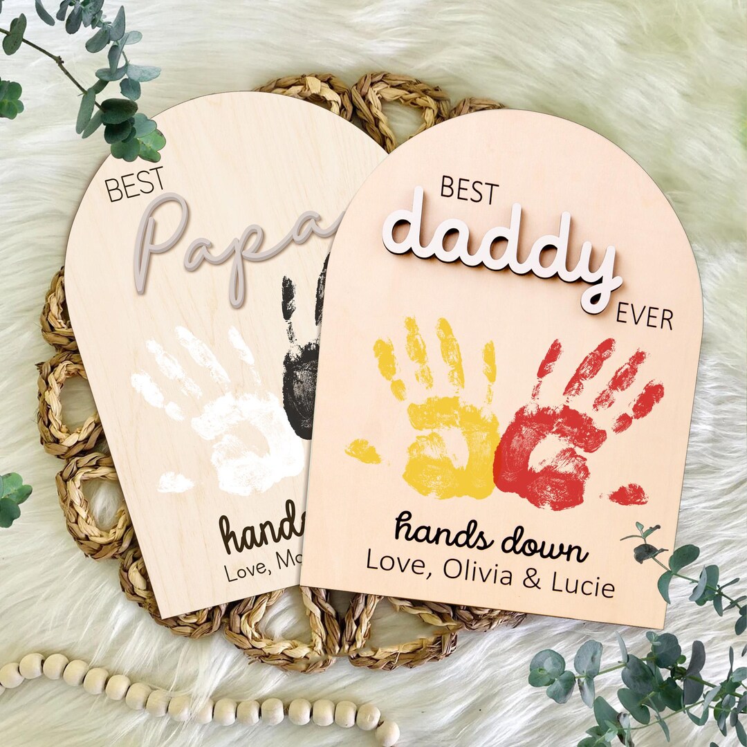 Custom Handprint Sign for Dad—personalized Father’s Day Wooden Keepsake ...